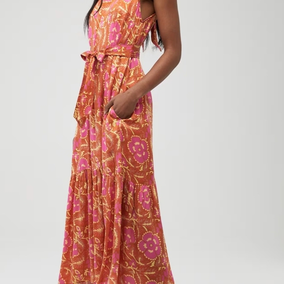 Cleobella | Dresses | Cleobella Orange And Pink Floral Maxi Dress ...